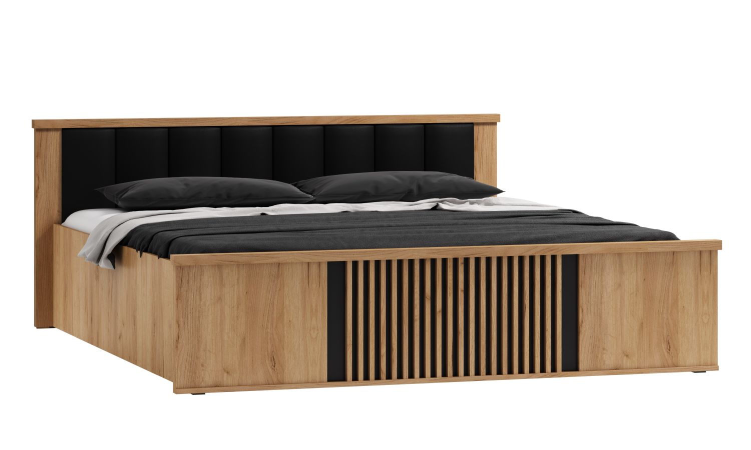 Łóżko pod materac 90x200 ART.16 Lamello z elementami imitującymi lamele ...